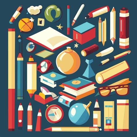Premium Vector Many Small School Objects Vector Illustration Flat 2