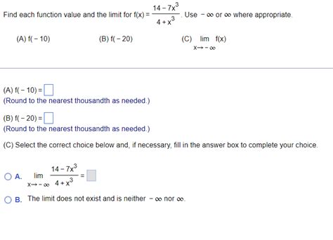 Solved Find Each Function Value And The Limit For