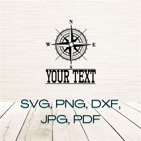 Split Monogram Compass Rose Art Svg Png Dxf Pdf Instant Digital Download Name Text Space