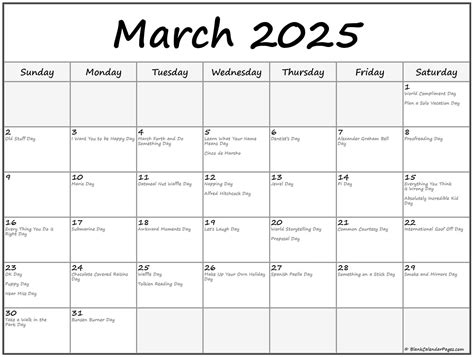 National Day Calendar March 2025 Calendar 2025 Printable Calendar 2025