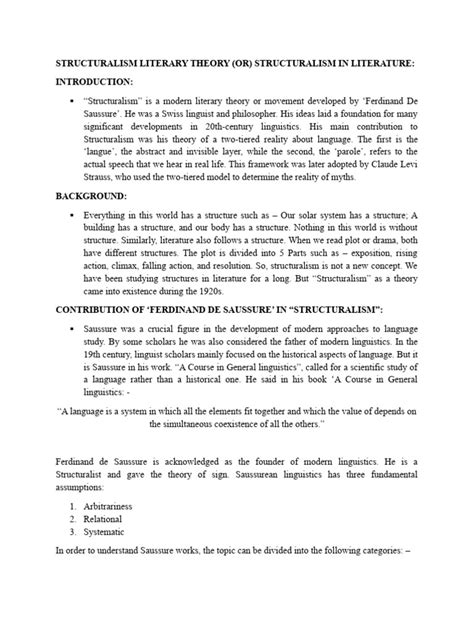 Structuralism Literary Theory Pdf Linguistics Human Communication