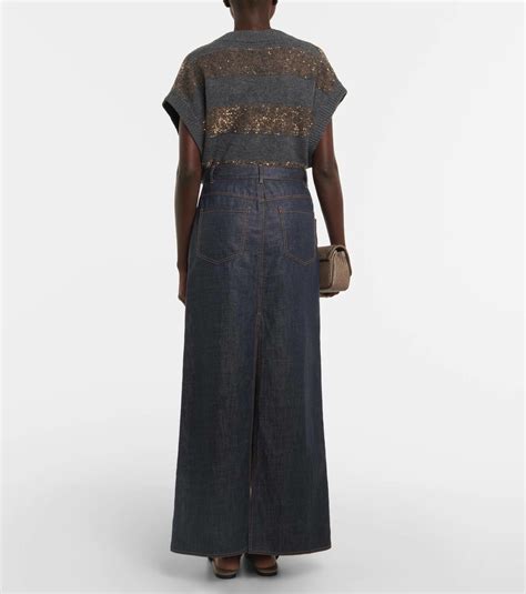 Brunello Cucinelli Denim Maxi Skirt Brunello Cucinelli