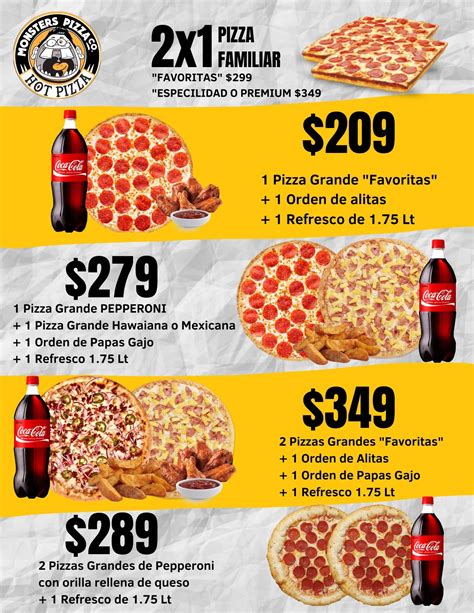 Menu At Monsters Pizza Oriente Restaurant Aguascalientes