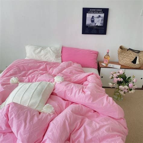 Rosgonia Pink King Size Comforter Set 3pcs Pink Bed Set 1 Boho Light