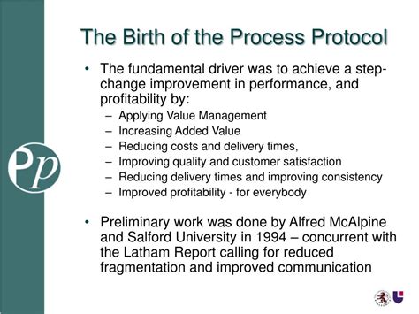 Ppt The Use Of The Process Protocol In Construction Powerpoint