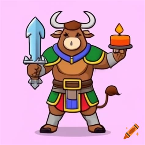 Dnd Friendly Female Minotaur Cleric Celebrating A Birthday On Craiyon
