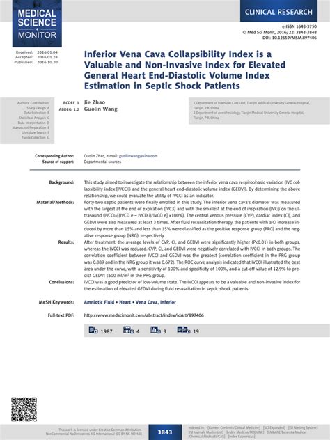 Inferior Vena Cava Collapsibility Index Is A Valuable And Non Invasive
