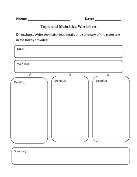 Main Idea Worksheets Topic And Main Idea Worksheet