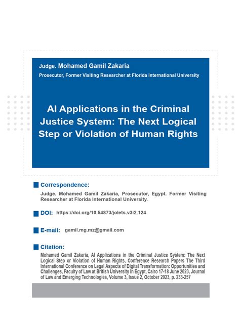 Ai Applications In The Criminal Justice System The Next Logical Step