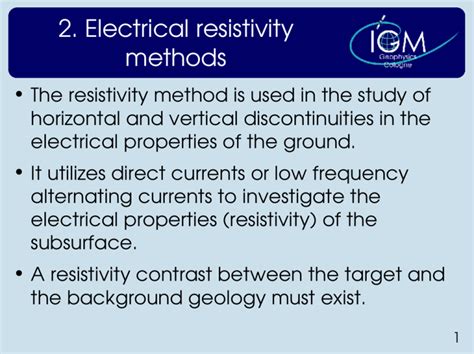 Electrical Resistivity Methods In Geophysics