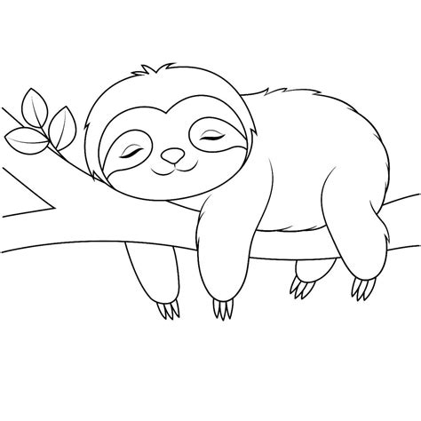 Coloring Page Sloth Hanging From A Branch Cute Coloring Pages