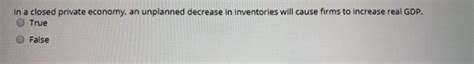 Solved In A Closed Private Economy An Unplanned Decrease In