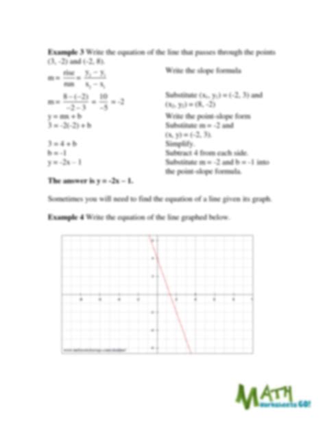 Slope Intercept Form Equation Worksheet