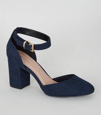 Navy Suedette Round Toe Court Shoes New Look