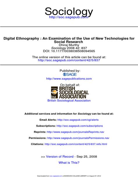 Digital Ethnography An Examination Of Th Pdf Ethnography Sociology