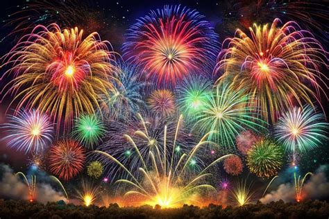 Vibrant Fireworks Display Exploding In Night Sky 1 Stock Illustration Illustration Of Party