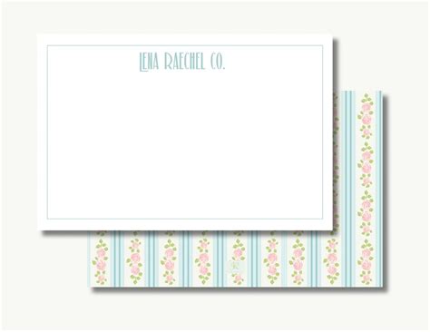 Custom Rose Stripe Stationery Set Pink Or Blue Stripes 4x6 Flat