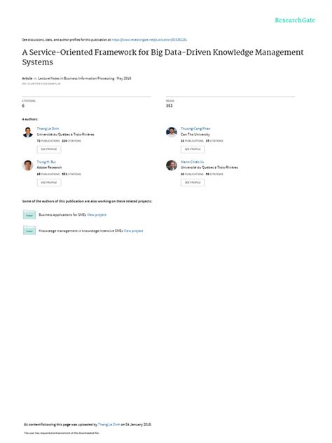 Big Data Knowledge Management Framework Pdf Service Oriented