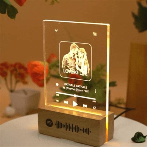Birthday T Online Shop Pl10 Spotify 3d Night Lamp With Wooden Base