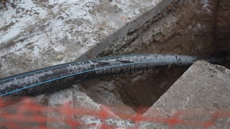 Rubber Hose Extends Into Sewer Pit As Maintenance Works Stock Video Video Of Concrete Repair