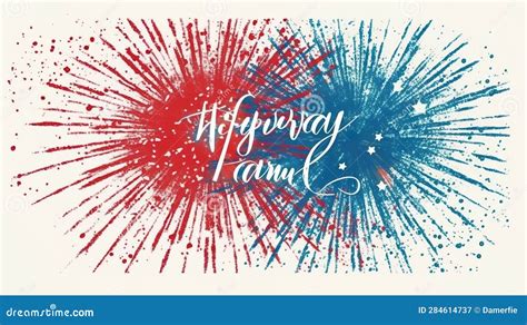 Happy 4th Of July Celebration Banner With Red And Blue Stars For The