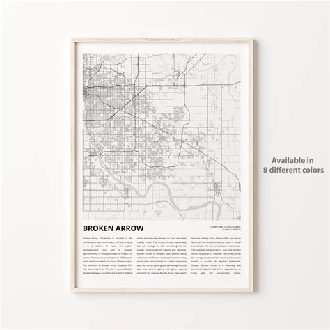 Broken Arrow Map Print Broken Arrow Travel Map Broken Arrow Wall Decor Art Broken Arrow