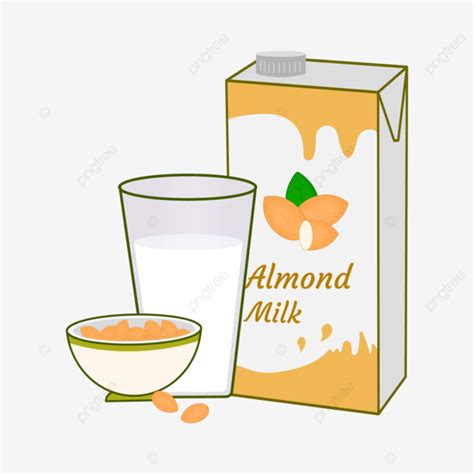 Delicious Almond Milk With Bowl Of Vector Illustration Almond Nut