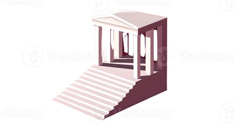 Classical Architecture With Columns And Stairs A Minimalist 3d Illustration For Design Art A