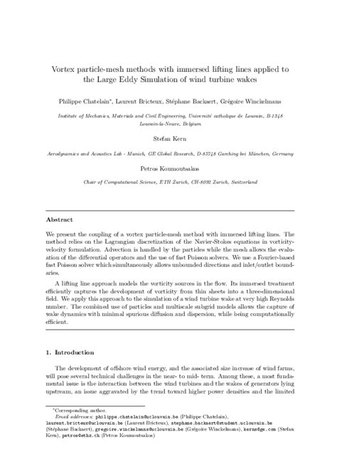 pdf vortex particle mesh methods with immersed lifting lines applied