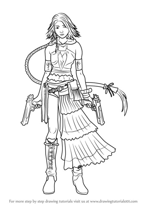 How To Draw Yuna From Final Fantasy X Final Fantasy X Step By Step