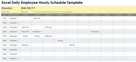 Free Excel Hourly Schedule Templates Editable And Printable