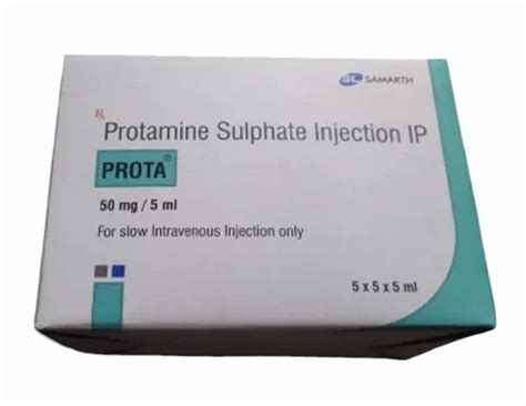 50mg Prota Protamine Sulphate Injection Ip 5x5x5 Ml Vials At ₹ 70