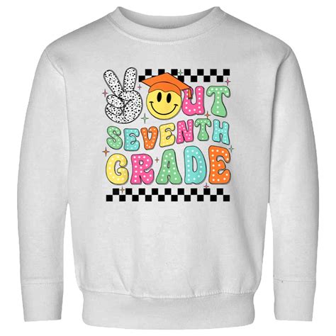 Peace Out Seventh Grade Cute Groovy Last Day Of 7th Grade Ts Trends Sweatshirts Sold By