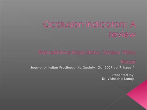Occlusion Indicators Ppt
