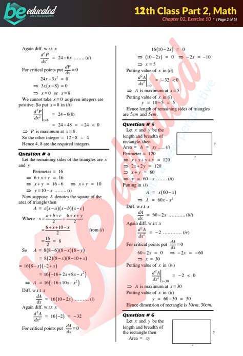 exercise 2 10 mathematics fsc part 2 notes inter part 2 notes