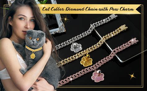 Pet Supplies Hillban Cat Collar Diamond Chain Glitter Collar Walking