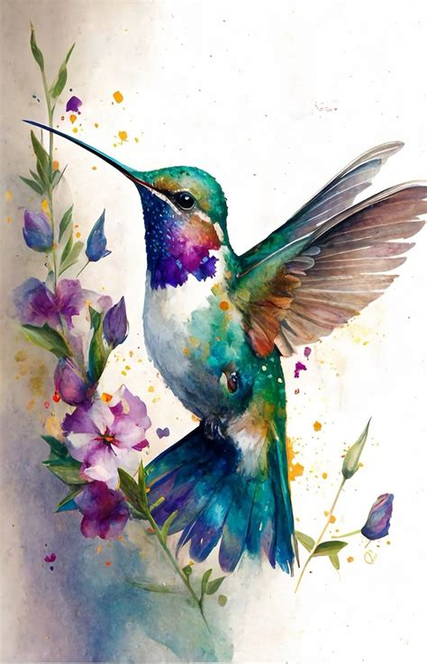 Two Humming Bird Watercolor Prints Wall Art Digital Download Etsy