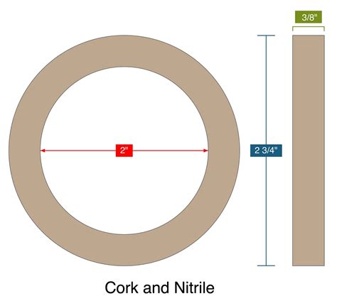 Cork And Nitrile 38 Thick Ring Gasket 2 Id 275 Od
