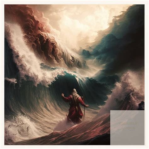 Moses Parting The Red Sea Digital Print Bible Wall Art Faith Art