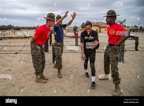 A Boot Camp Challenge Participant Runs At Marine Corps Recruit Depot