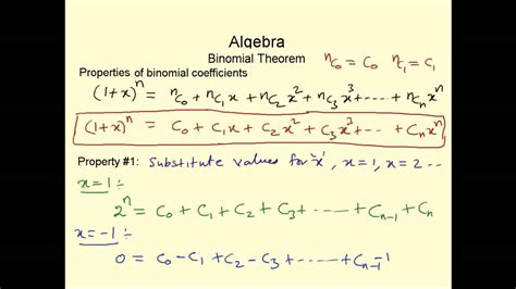 Algebra Properties Of Binomial Coefficients Property 1 Youtube