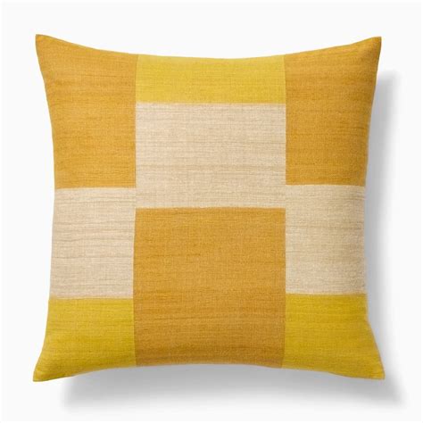 Tonal Silk Patchwork Pillow Cover West Elm