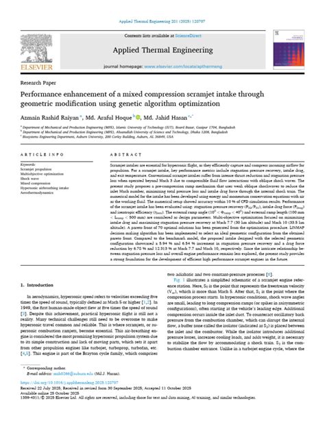 Performance Enhancement Of A Mixed Compression Scramjet Intake Through