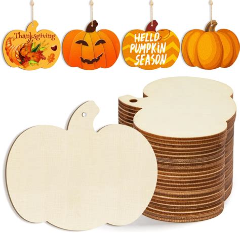 24 Pieces Wooden Pumpkin Cutouts 4 3x4 Inches Unfinished