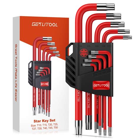 Getlitool 9pcs Torx Wrench Set Cr V Torx Allen Key Set With Storage