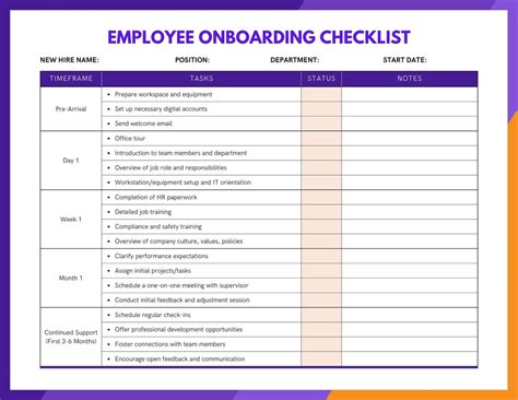 Printable Employee Onboarding Checklist Instant Download Files Pdf