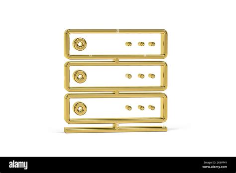 Golden 3d Ethernet Switch Icon Isolated On White Background 3d Render