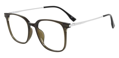 Echo Square Progressive Glasses Dark Olive Womens Eyeglasses