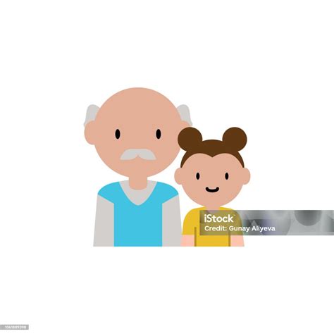 祖父 孫女動畫片圖示移動概念和 Web 應用程式的家庭卡通圖示元素詳細的祖父 孫女圖示可以用於 Web 和移動向量圖形及更多一起圖片 Istock