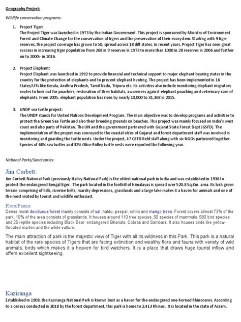 Geography Project Class 10 Icse Pdf Wildlife Organisms